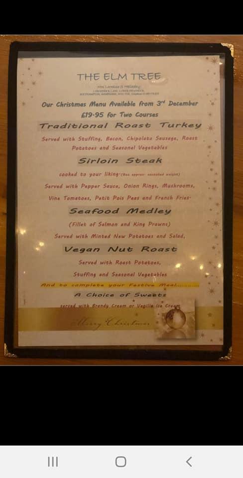 Menu at The Elm Tree Inn pub & bar, Southampton, 1 Swanwick Ln