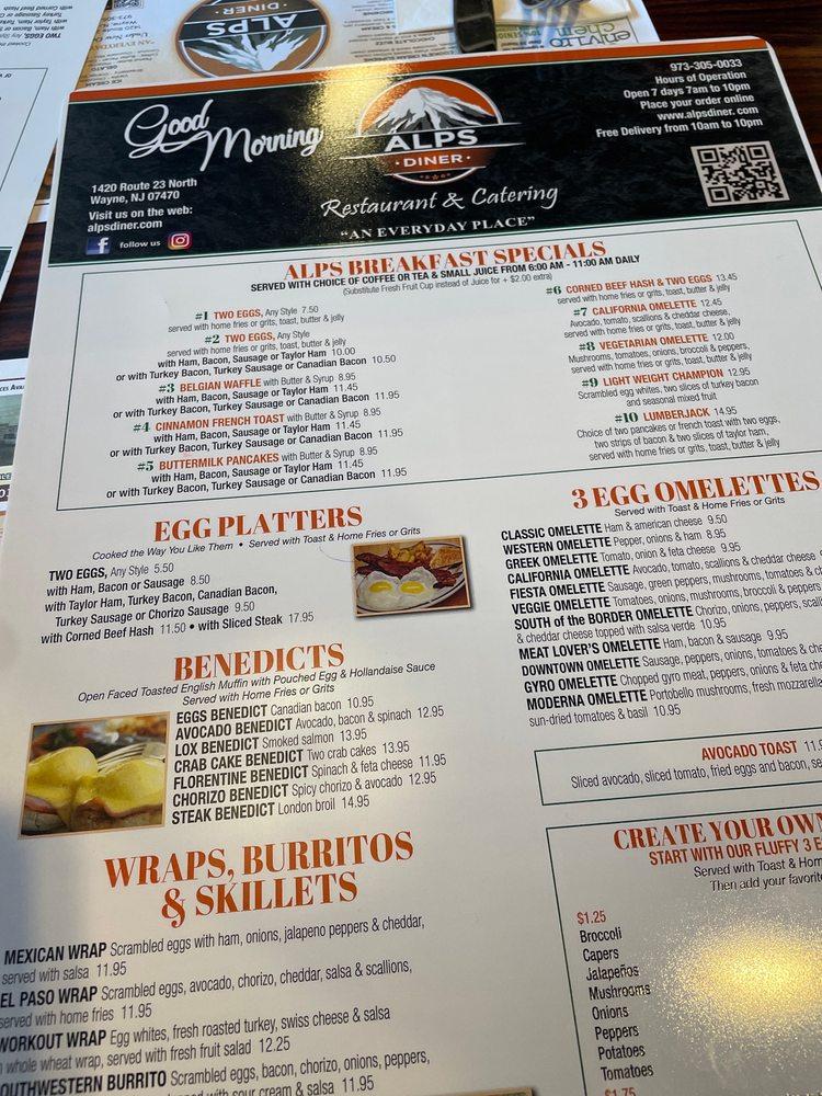 Menu at Alps Diner restaurant, Wayne