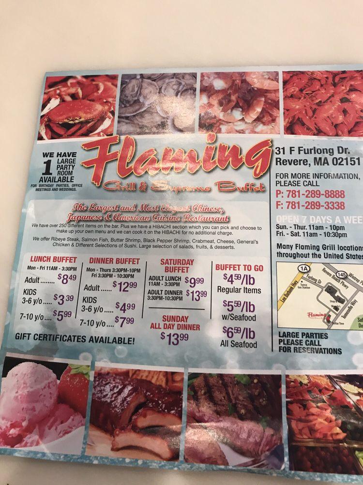 Menu at Flaming Grill and Buffet restaurant, Revere, 31 Furlong Dr F