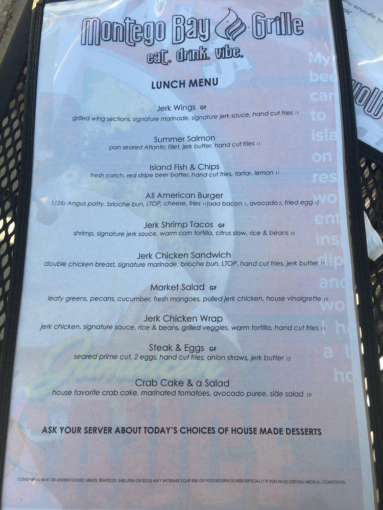 Menu at Montego Bay Grille pub & bar, Hobart