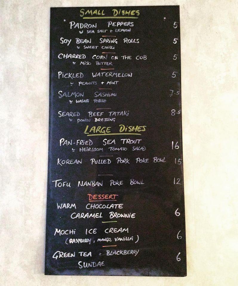 Menu at Mr Tanaka's restaurant, Hertford