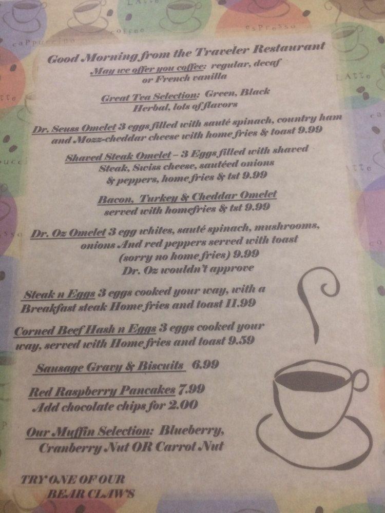 Menu at The Traveler Restaurant, Union