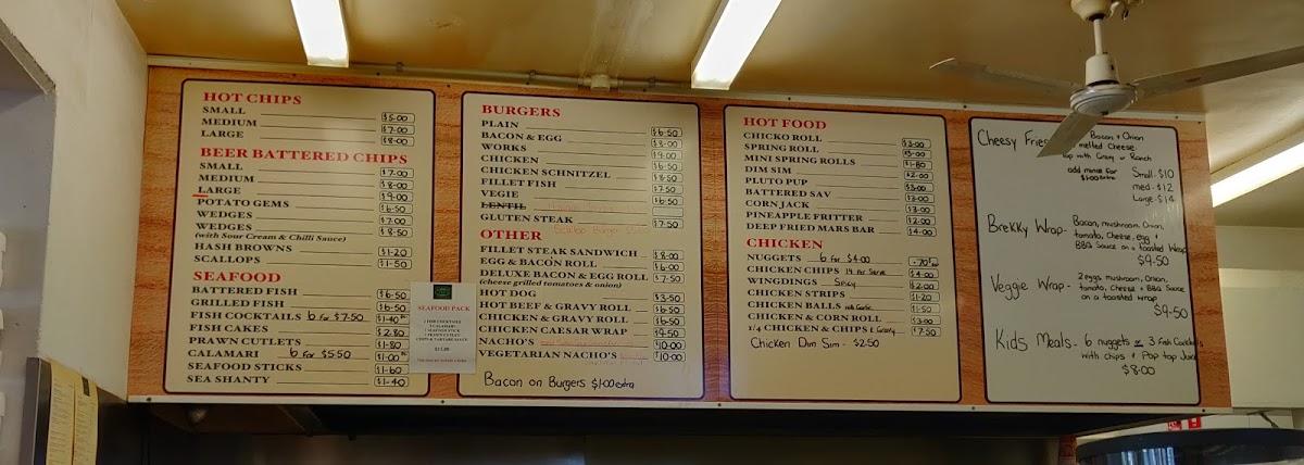 Menu at Watagans Takeaway cafe, Cooranbong