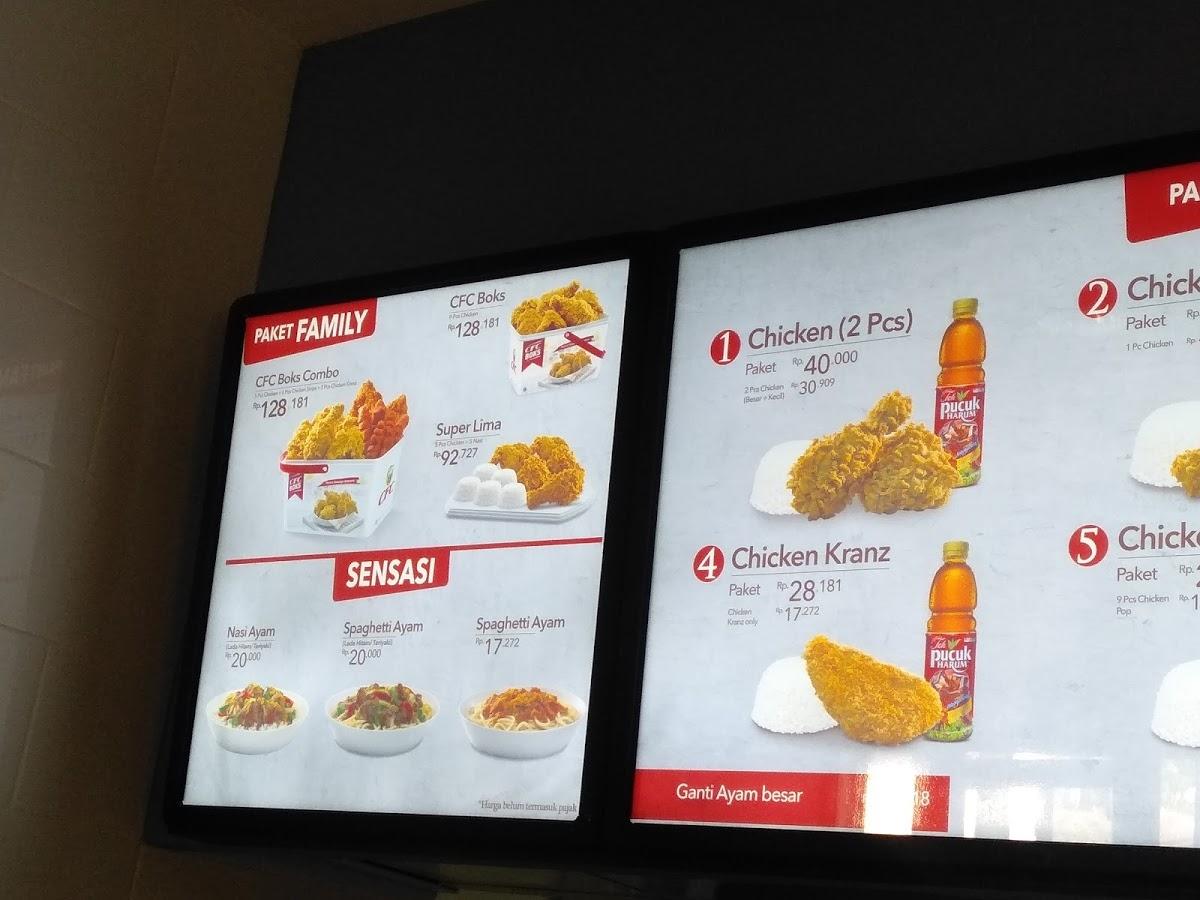 Menu at CFC stasiun kediri restaurant, Kediri