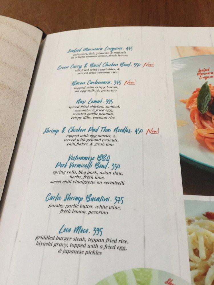 Menu at Cha Cha's Beach Cafe, Malay