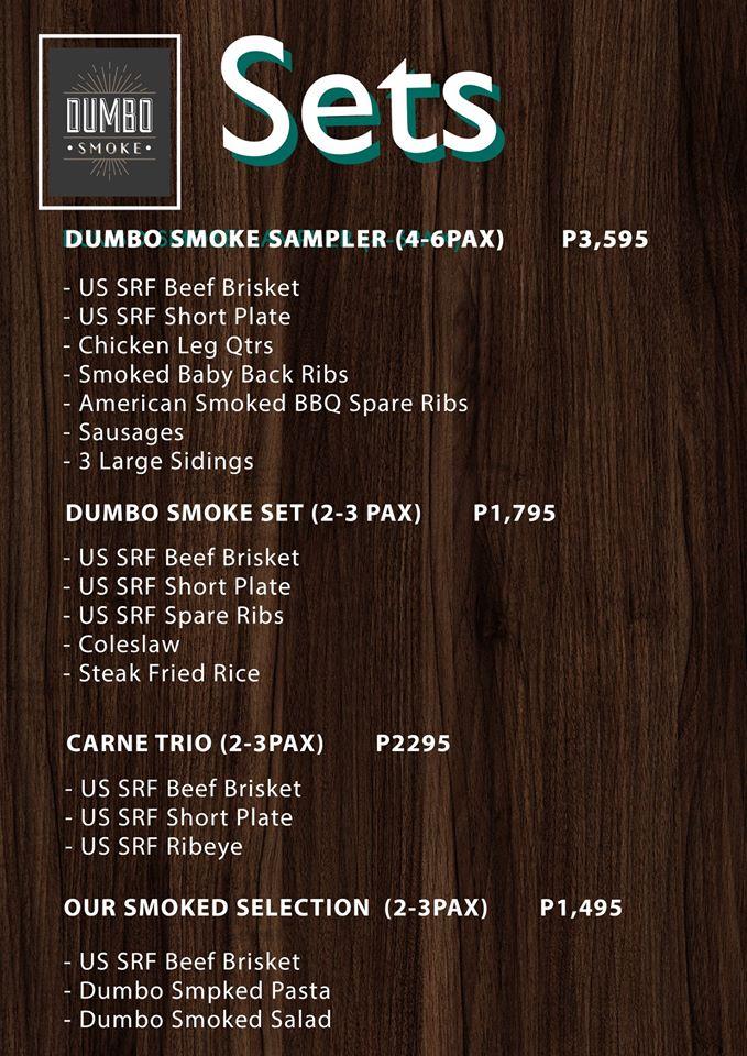 Menu at Dumbo Smoke restaurant, Philippines