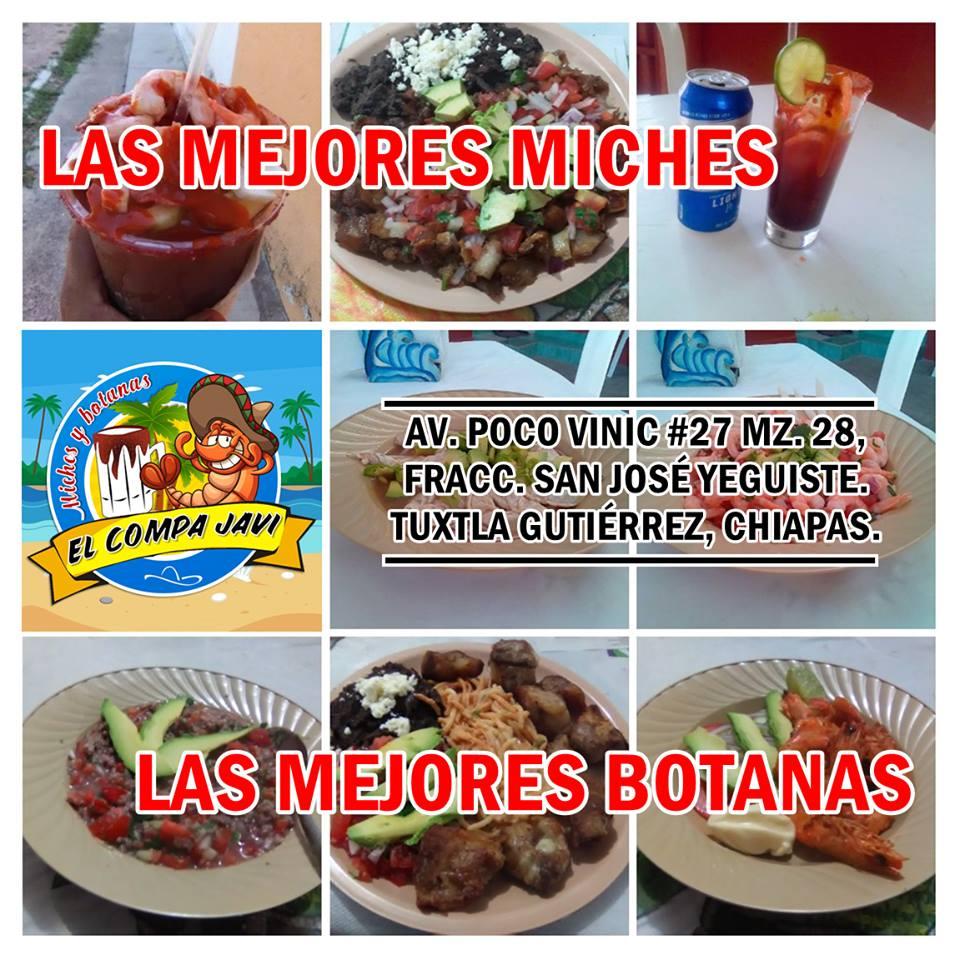 Carta del café El compa Javi - Miches y botanas, Tuxtla Gutiérrez