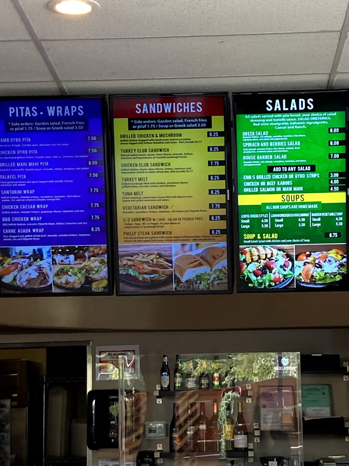 Menu at Erik's Fresh Grill restaurant, San Diego