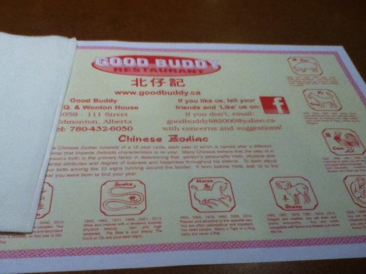 Menu at Good Buddy Chinese Restaurant, Edmonton, 111 St NW