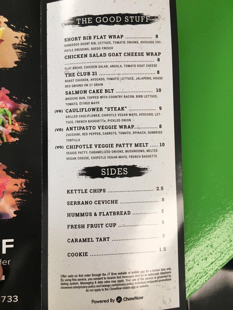 Menu at J.T. Bros Sandwich Company restaurant, Yuma