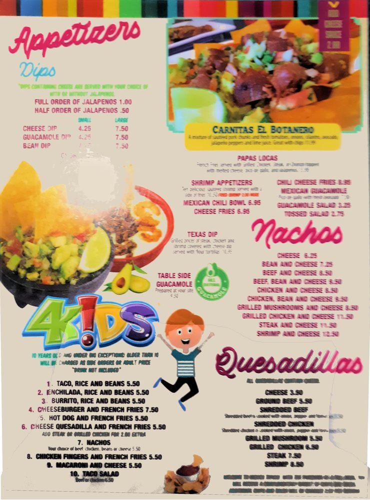 Menu at Mexico Tipico Mexican Restaurant, Prattville, E Main St