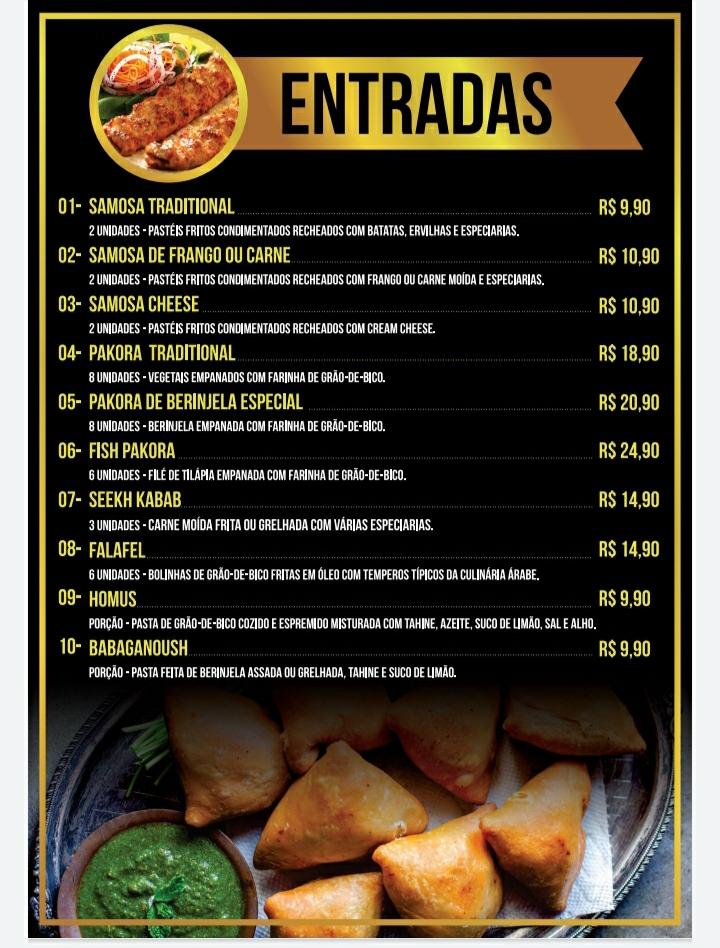 Menu at Taste of Pakistan restaurant, Brasília