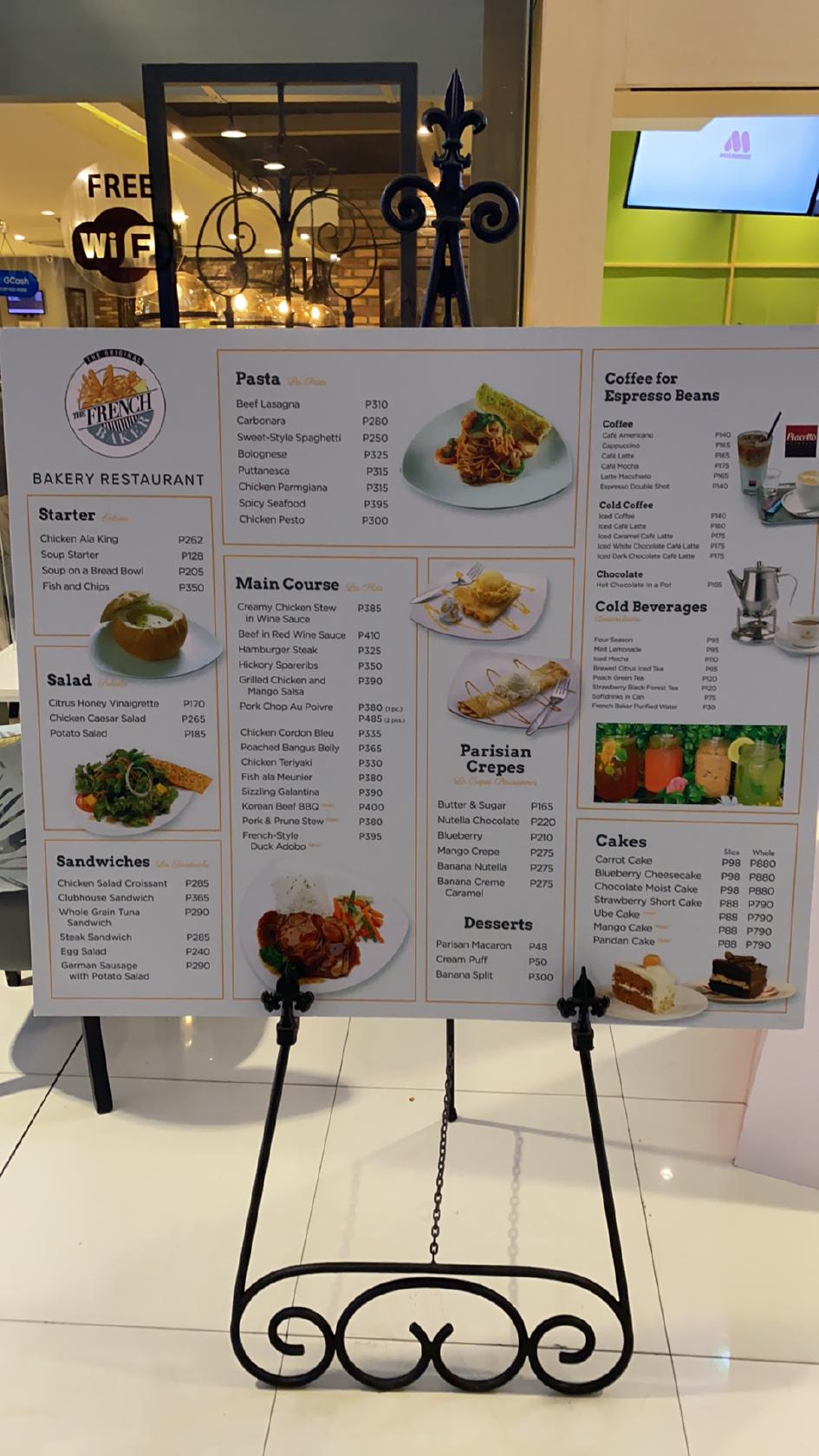Menu at The French Baker restaurant, Mandaluyong, Building D SM Megamall