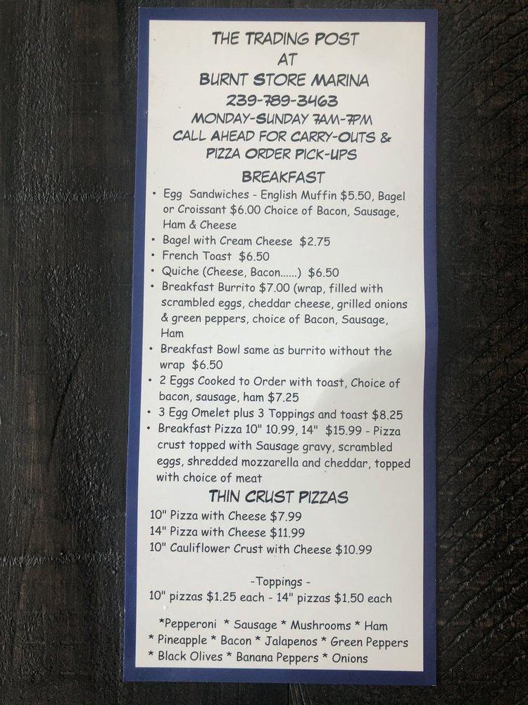 Menu at The Trading Post, Burnt Store Marina