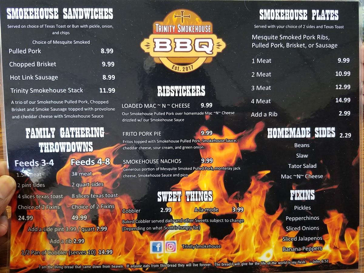 Menu at Trinity Smokehouse BBQ, Pratt