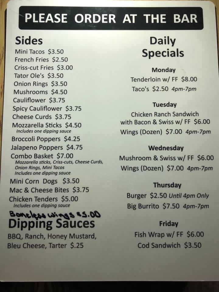 Menu at Wrightstown Nauti River Inn pub & bar, Wrightstown