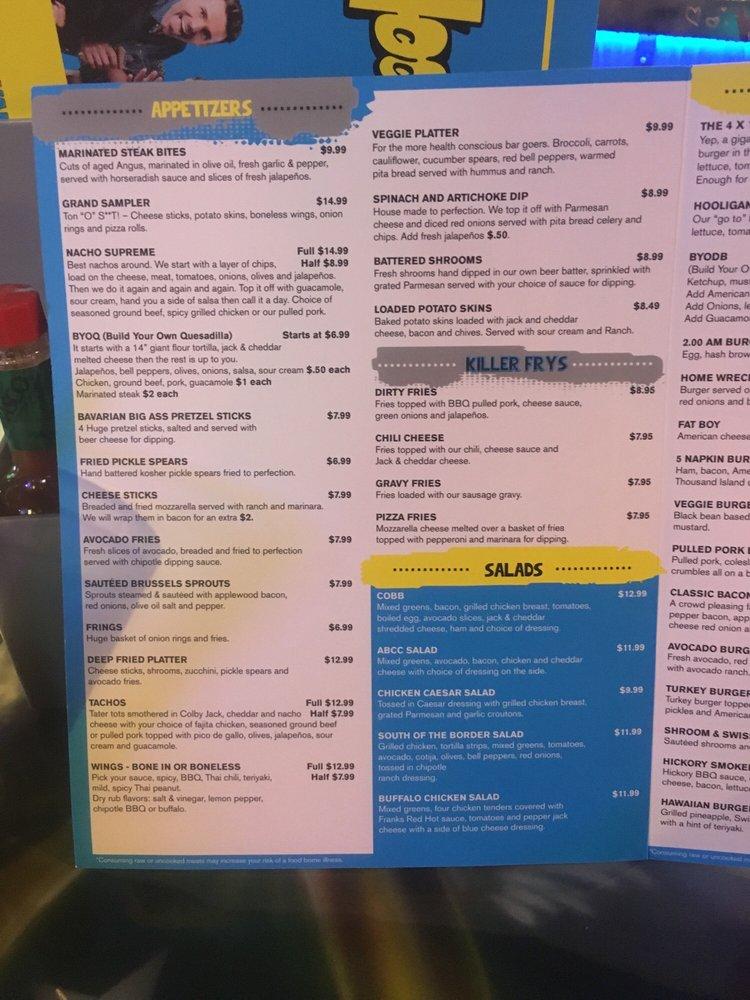 Menu at Hooligan's Sports Bar and Grill, Vancouver