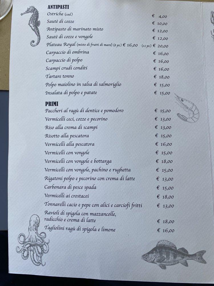 Speisekarte von Il Bar Sotto Il mare, ROM, Via Tunisi