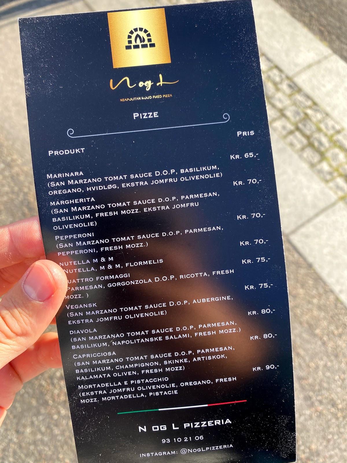 Menu at Napoli Express pizzeria, Copenhagen