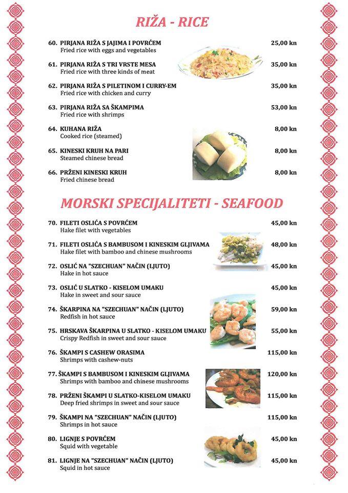 Menu at Panda kineski restoran restaurant, Zagreb, Ulica Klementa ...