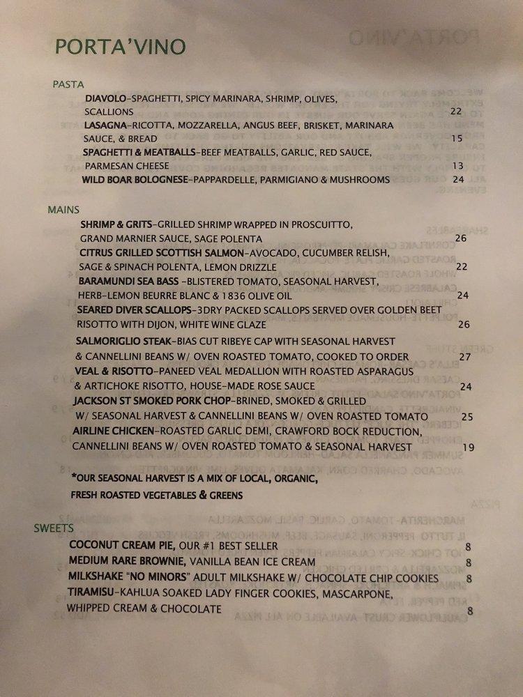 Menu at Porta'Vino pub & bar, Houston