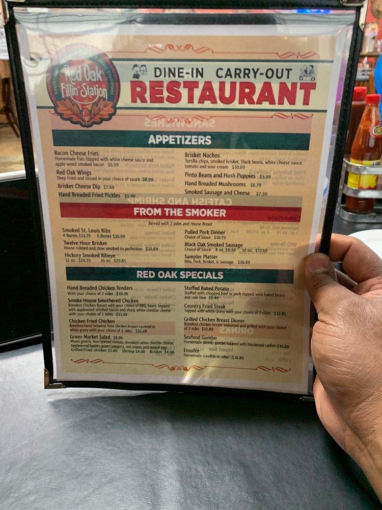 Menu at Red Oak Fillin' Station restaurant, Hot Springs