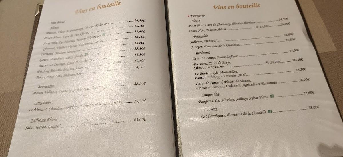 Menu au Caveau de l'Etable restaurant, Niederbronn-les-Bains