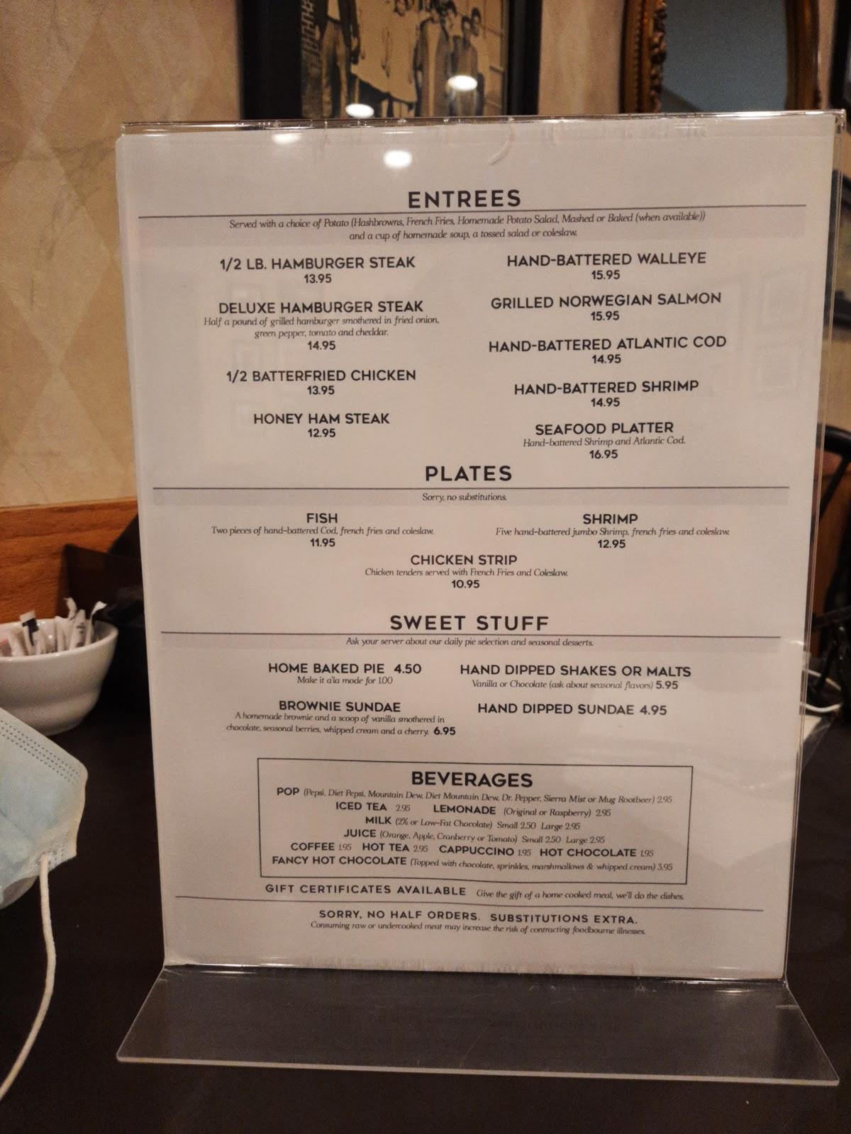 Menu at Beth's Twin Bluffs Cafe, Nelson