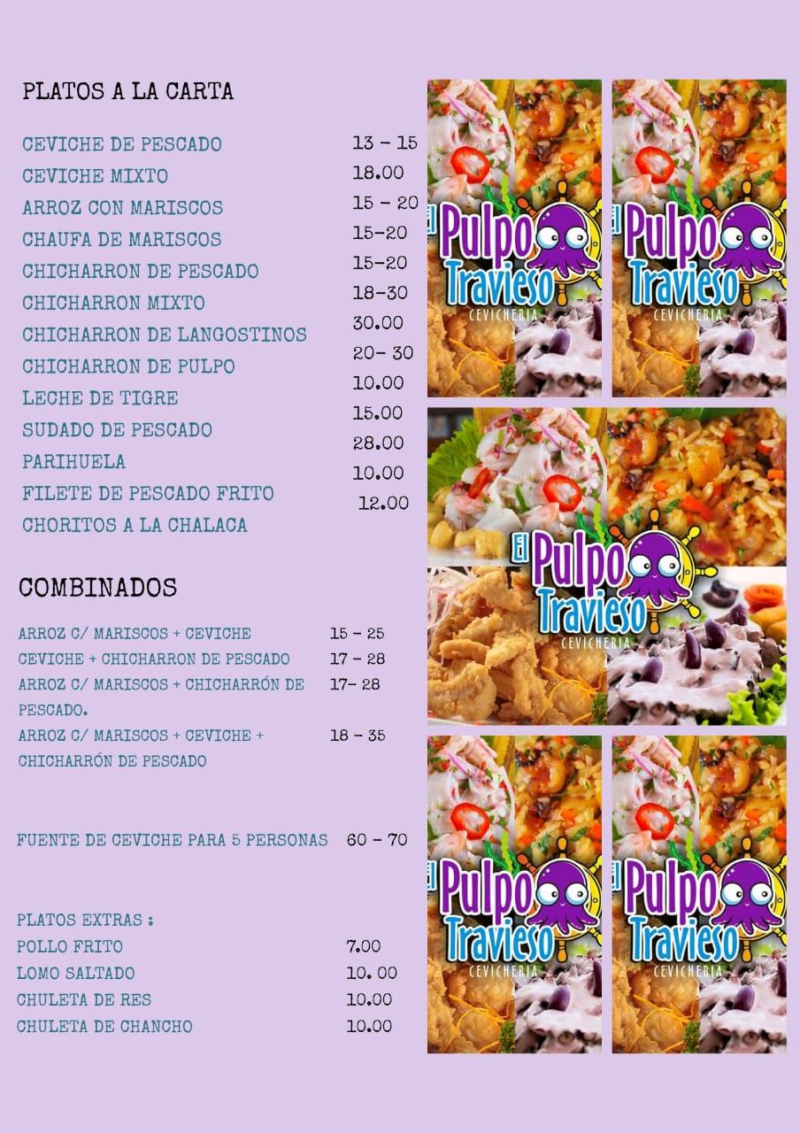 Carta del restaurante El Pulpo Travieso Cevicheria, Moquegua