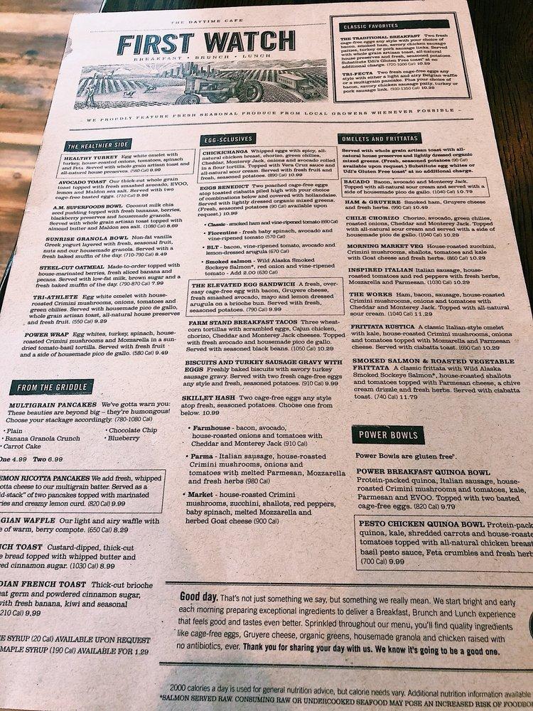 Menu at First Watch cafe, Arvada, B W 52nd Ave Suite 200