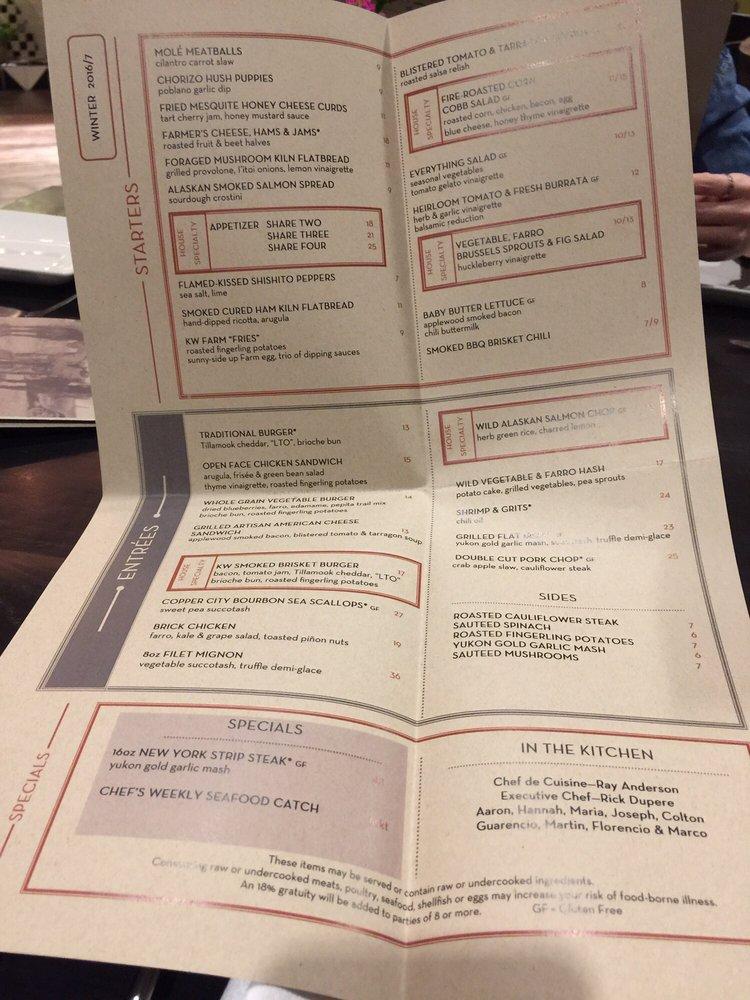 Menu at Kitchen West Restaurant, Scottsdale