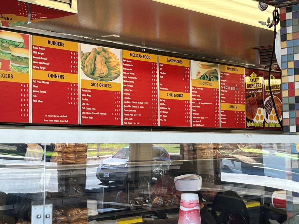 Menu at Louis Burgers II restaurant, Compton, Rosecrans Ave