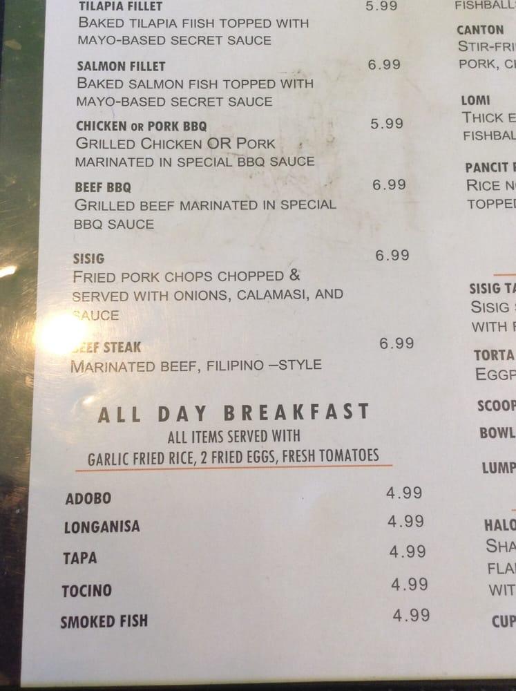 Menu at Nova's Grill Filipino Fast Food, Covina