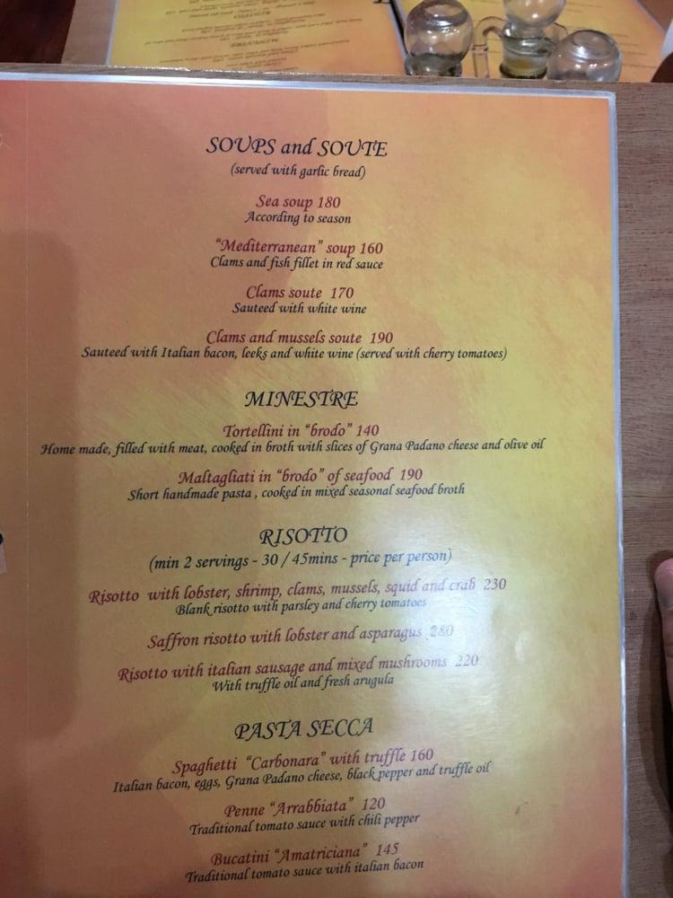 Menu at Romeo Trattoria Pizzeria, Playa del Carmen, Calle 4 Nte 150