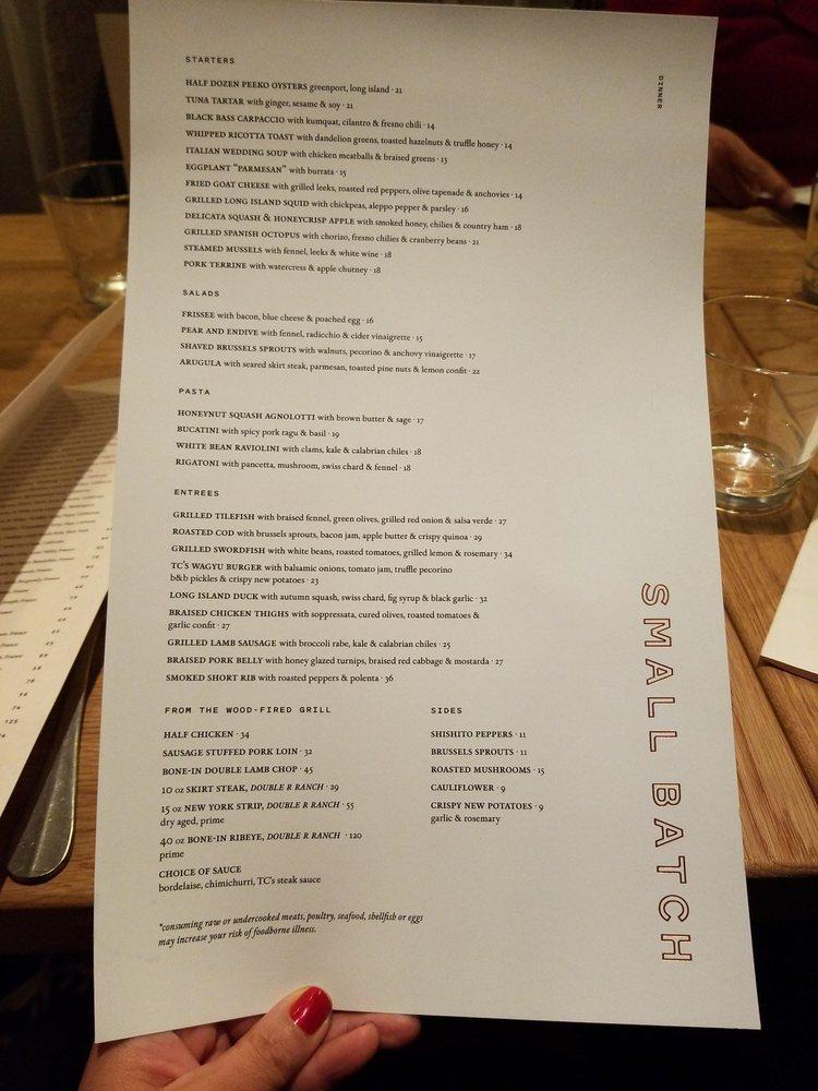 Menu at Small Batch pub & bar, Garden City