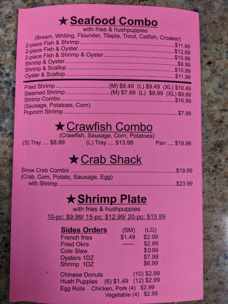 Menu at TJ's Fish Market restaurant, Columbia