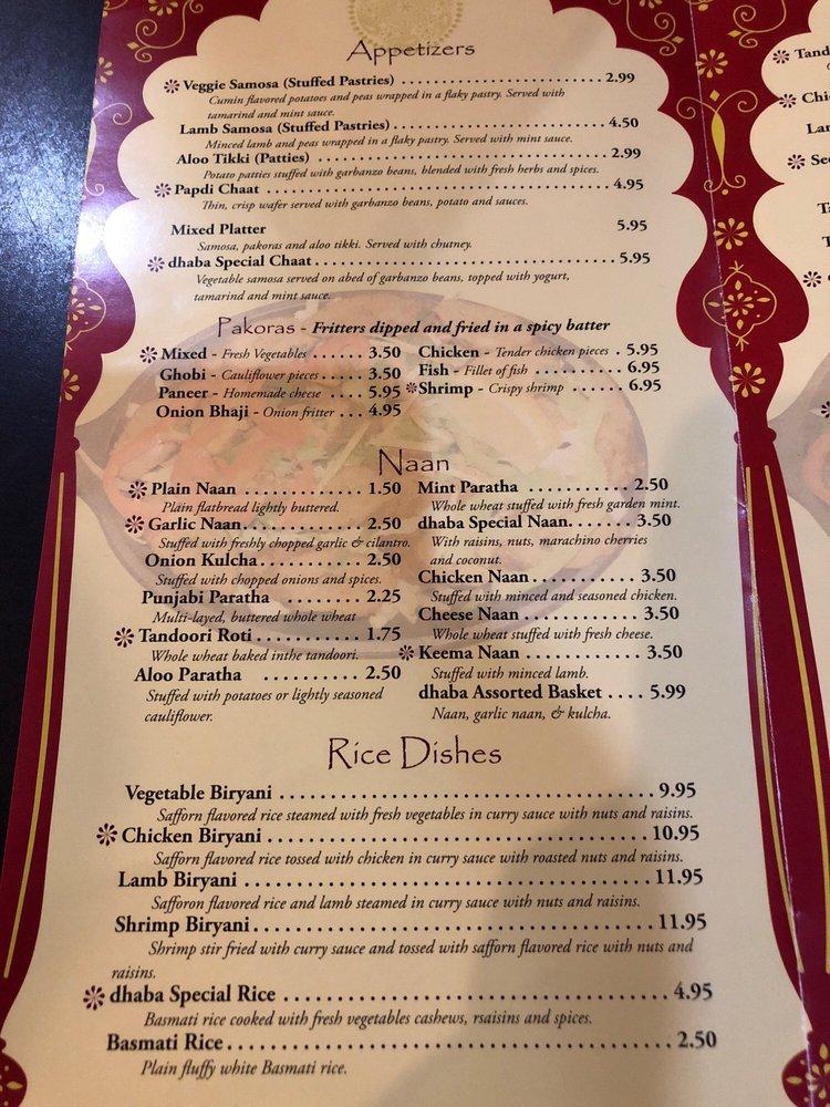 Menu at Dhaba Indian Cuisine restaurant, Tracy, W Grant Line Rd #101