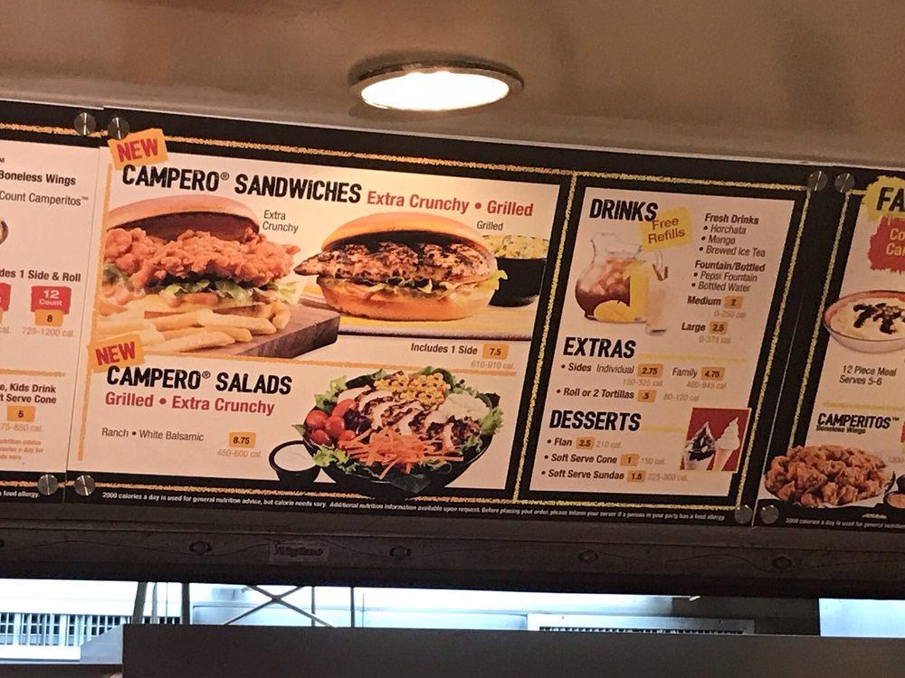 Menu at Pollo Campero fast food, Bay Shore, 5th Ave