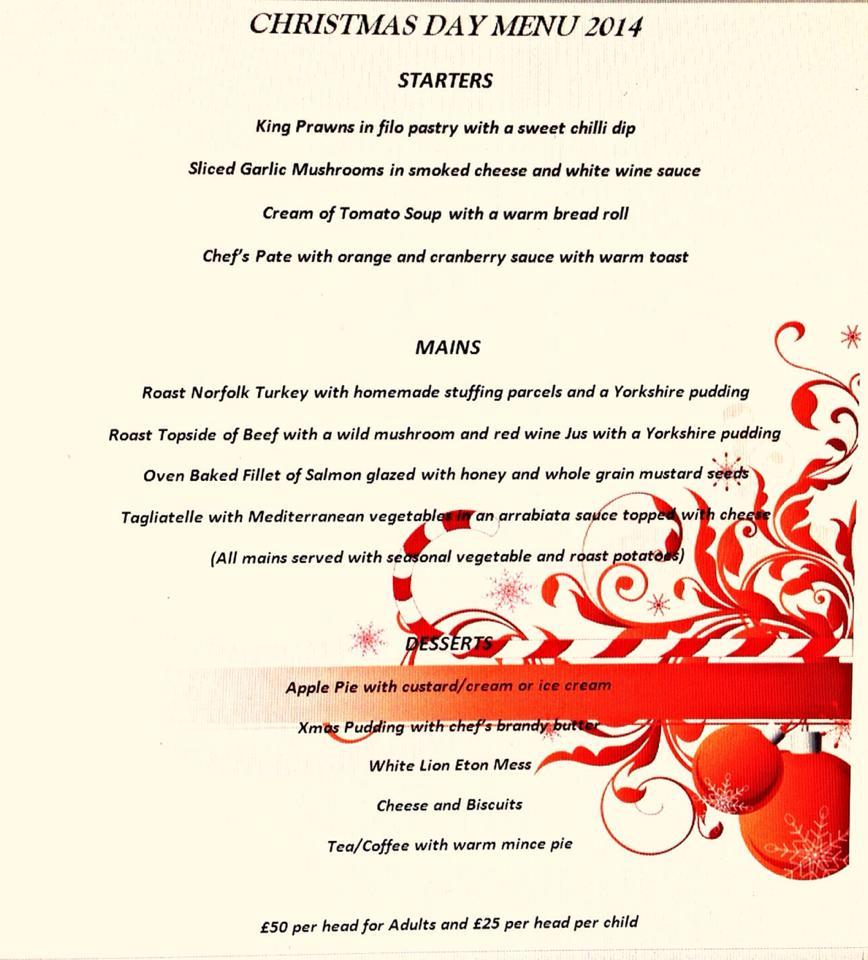 Menu at The White Lion Hotel pub & bar, Wisbech