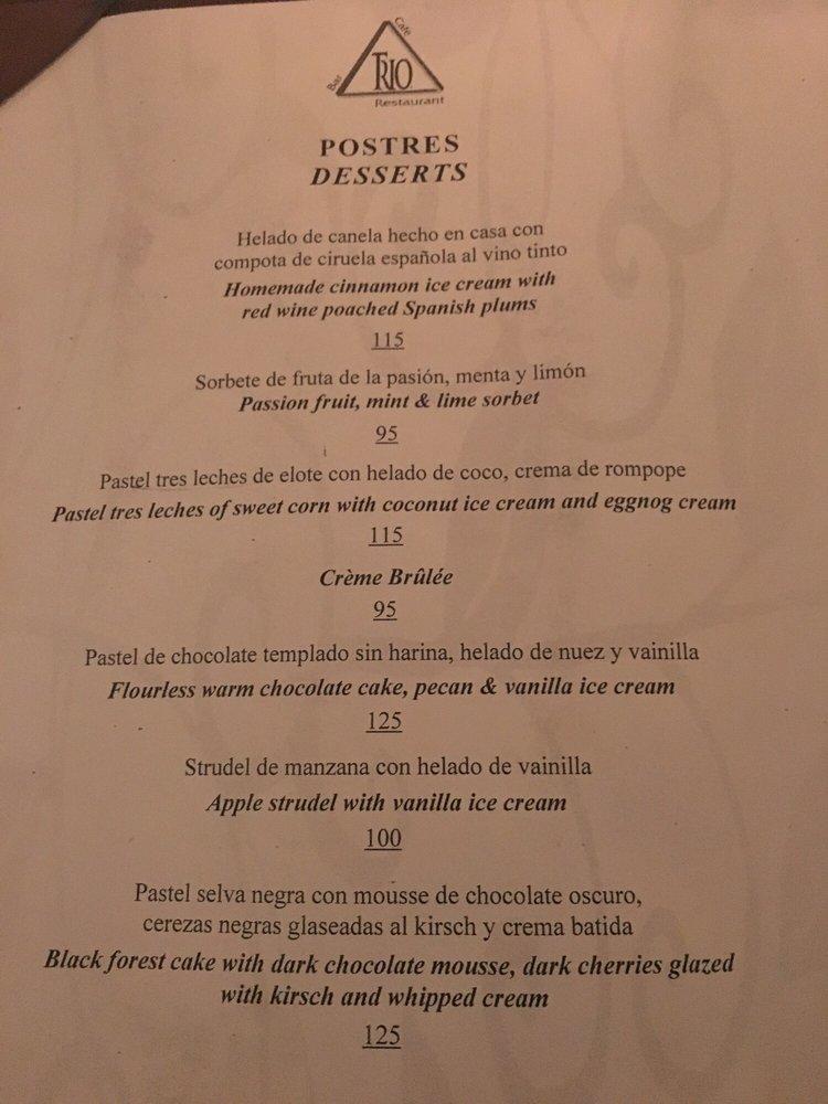 Menu at TRIO RESTAURANT, Puerto Vallarta