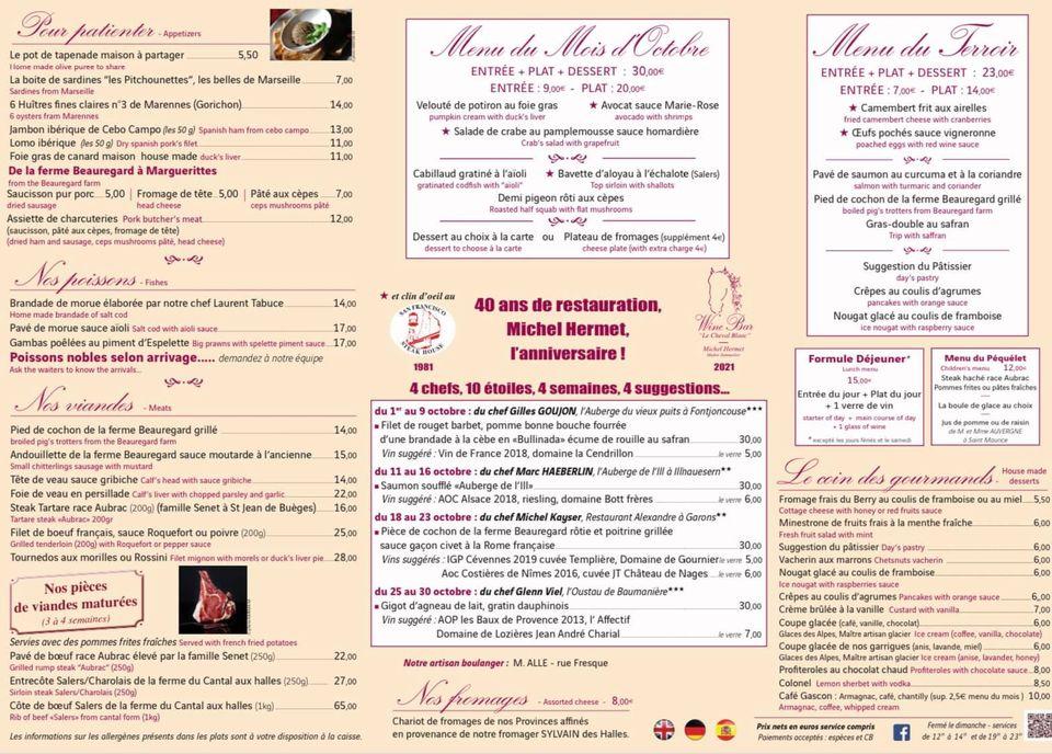 Menu au Wine Bar, Nimes, 1