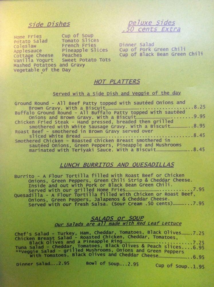 Menu at Black Bear Cafe, Thermopolis