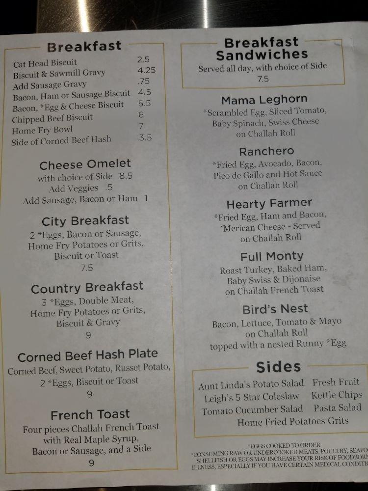 Menu at Main St. Deli cafe, Buford
