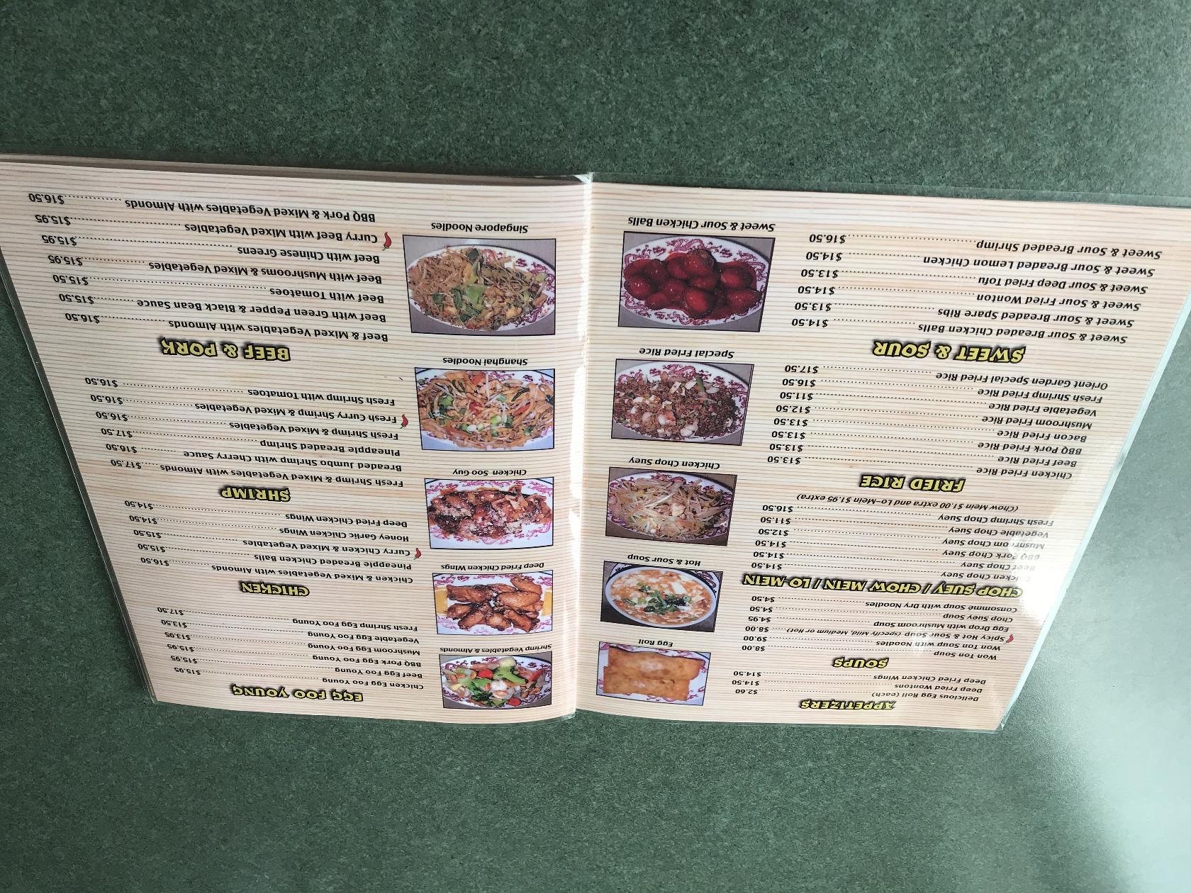Menu at Orient Garden Restaurant, Temagami