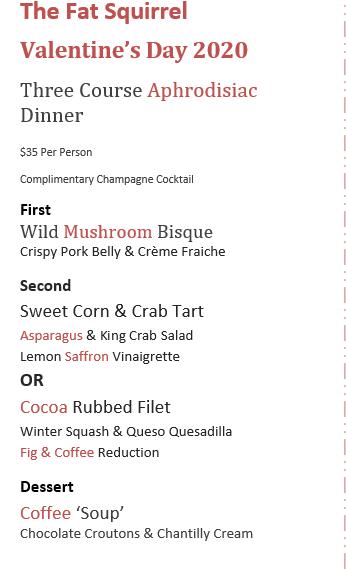 Menu at The Fat Squirrel Restaurant, Jennerstown
