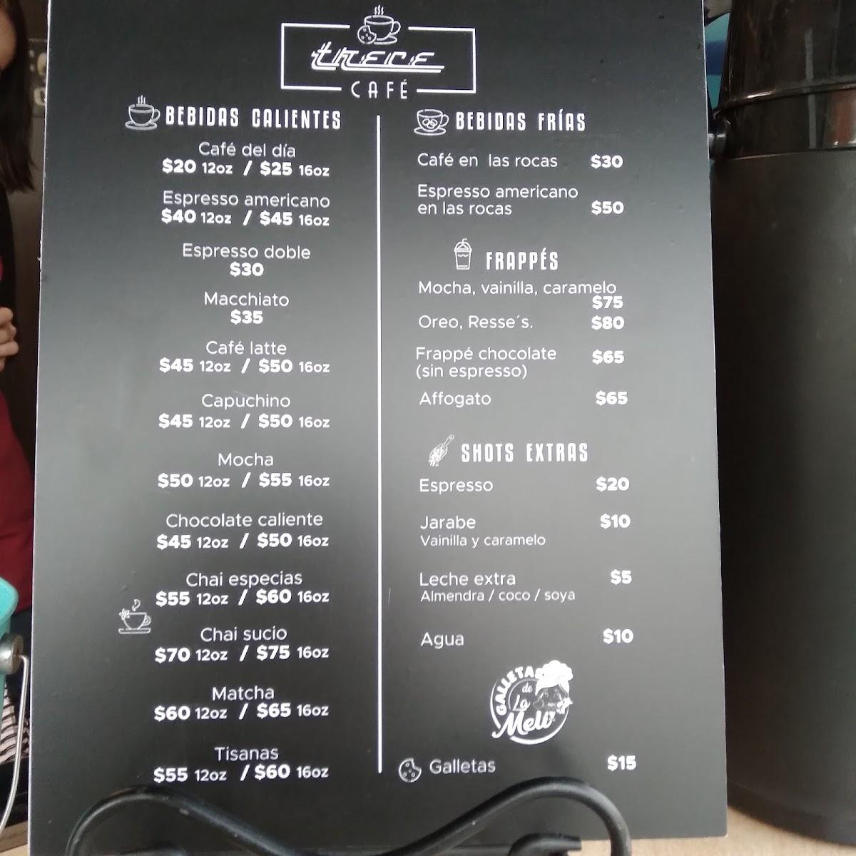 Menu at Café Esquina Trece, Ensenada
