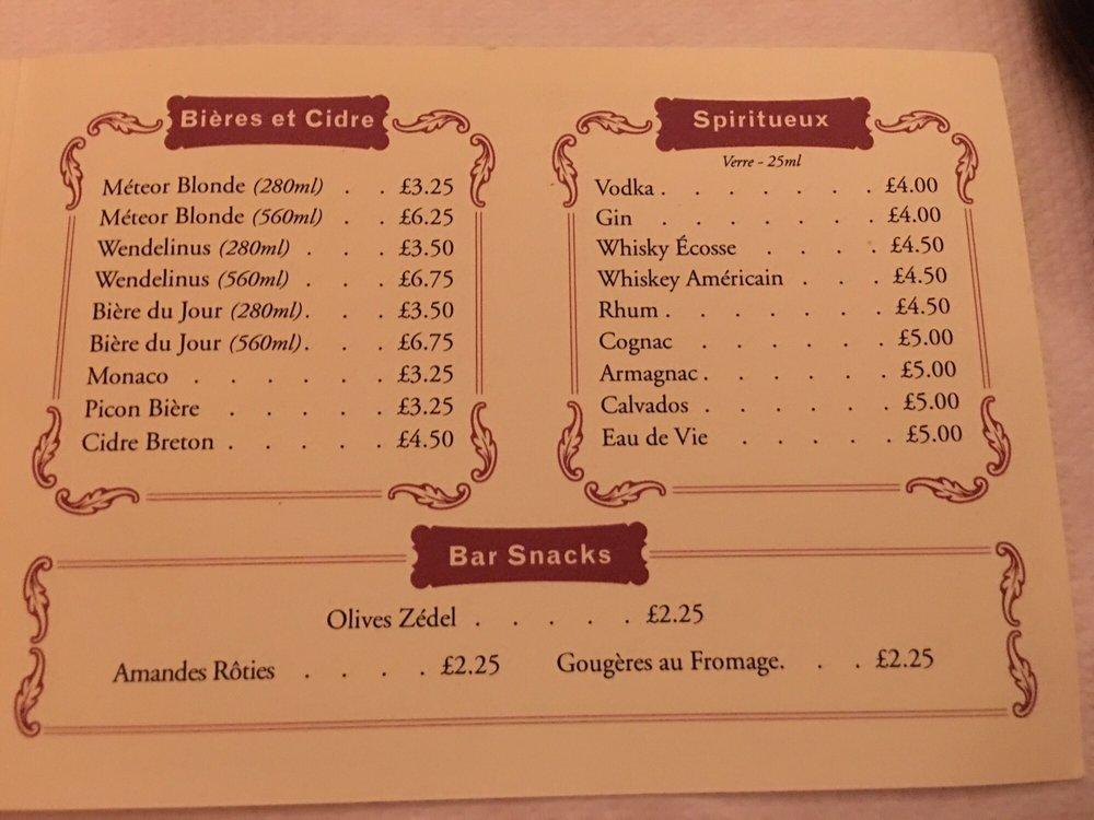 Menu at Brasserie Zédel pub & bar, London, 20 Sherwood St