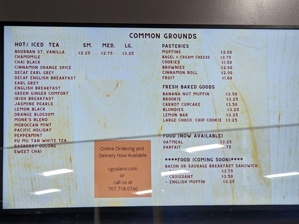 Menu at Common Grounds, Fairfield