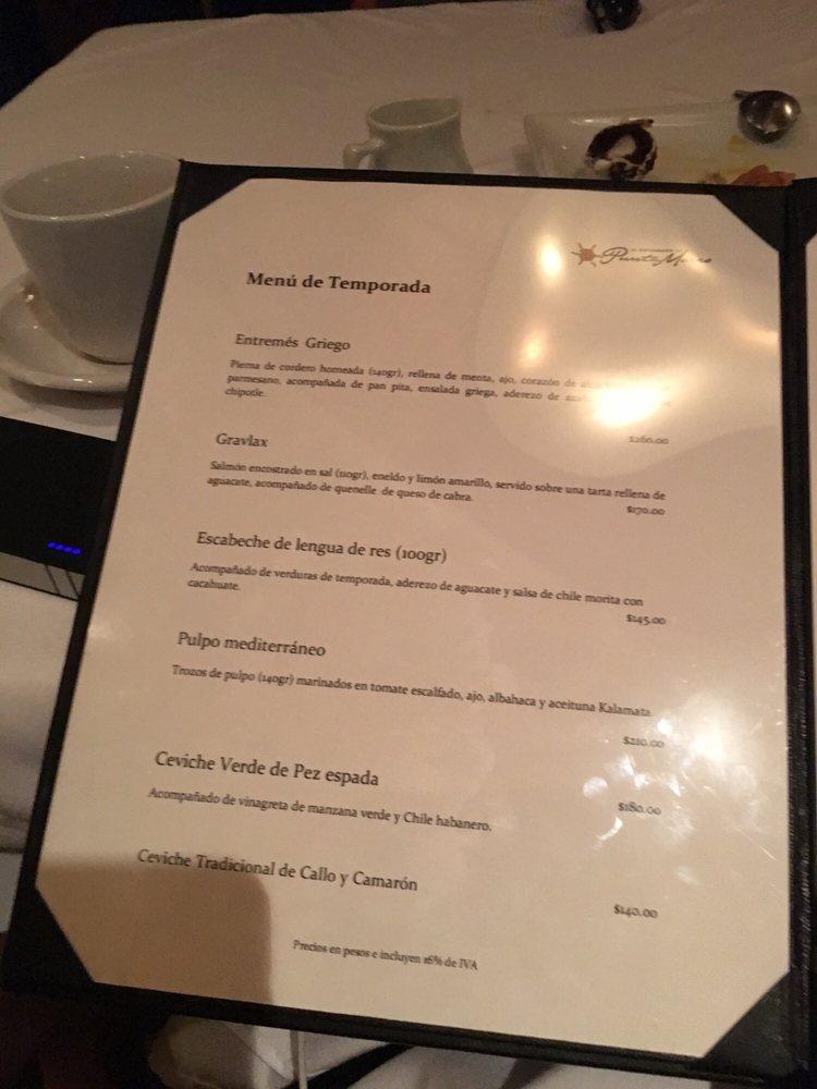 Menu at El Restaurante en Punta Morro, Ensenada