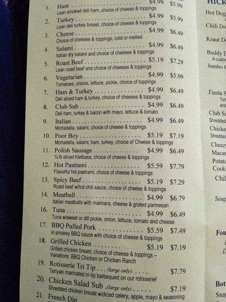 Menu at Sub Station restaurant, Chico, 672 Mangrove Ave